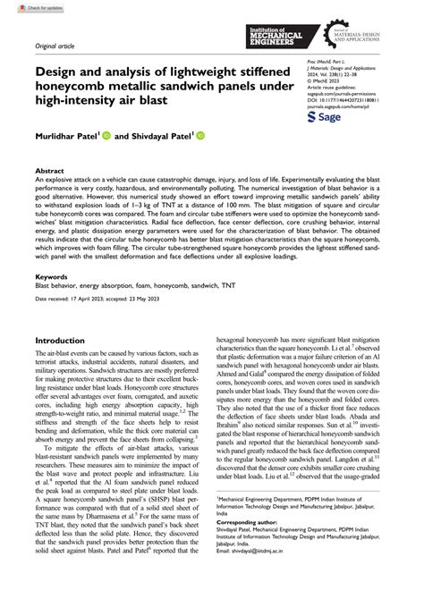 Pdf Design And Analysis Of Lightweight Stiffened Honeycomb Metallic