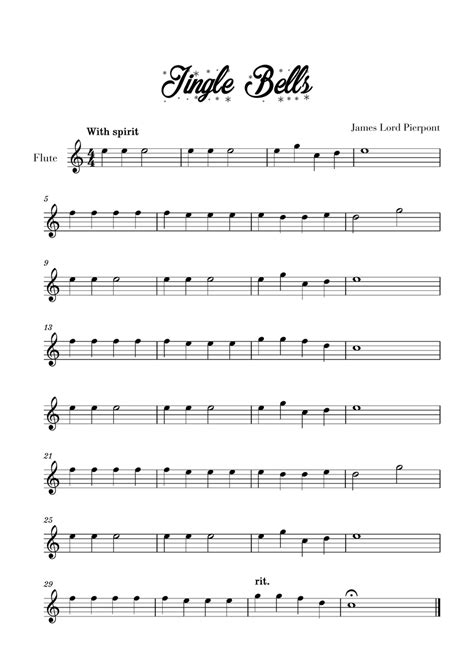 Jingle Bells Easybeginner For Flute Flute Solo Digital Sheet