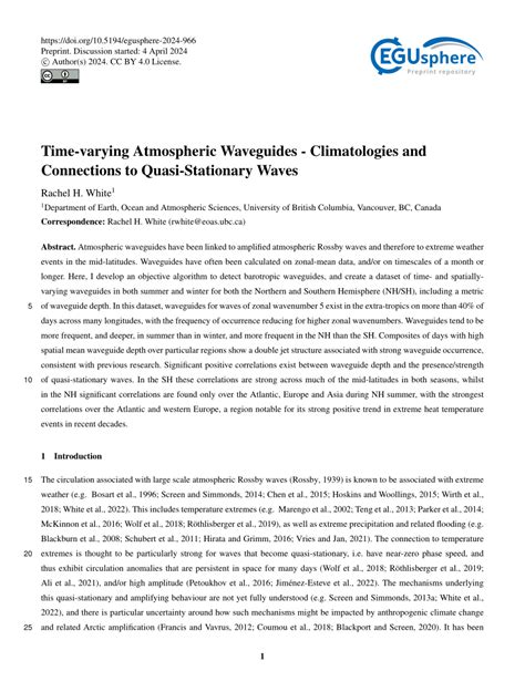 Pdf Time Varying Atmospheric Waveguides Climatologies And