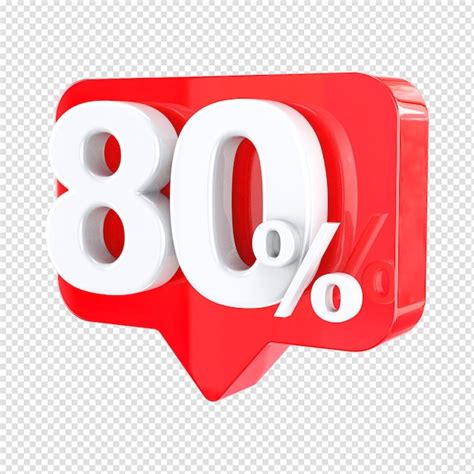 Premium Psd Red 80 Text 3d Rendering