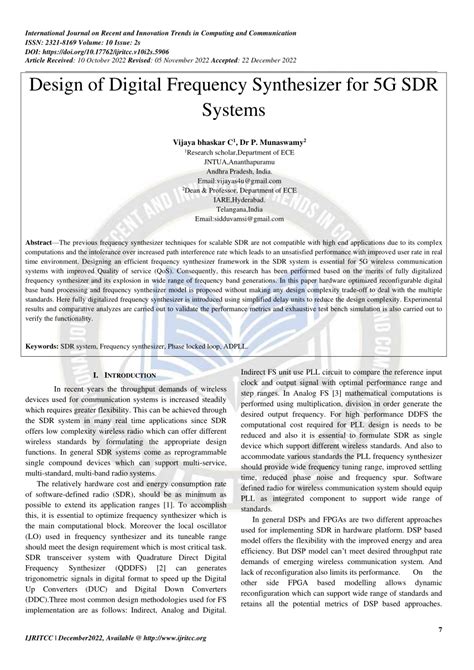 PDF Design Of Digital Frequency Synthesizer For G SDR Systems