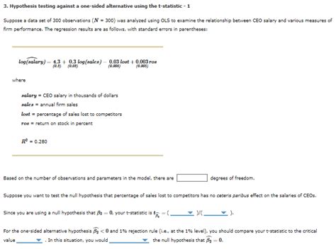 solved 3 hypothesis testing against a one sided alternative
