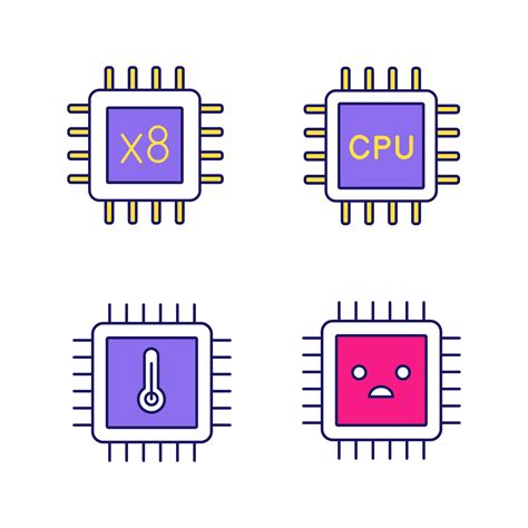 processors color icon octa core cpu processors microprocessor