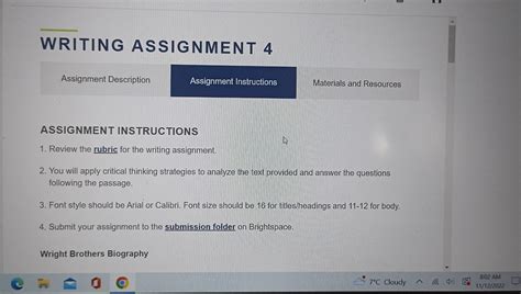 writing assignment 4 assignment instructions 1