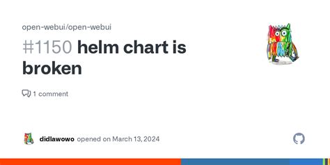 Helm Chart Is Broken · Issue 1150 · Open Webuiopen Webui · Github