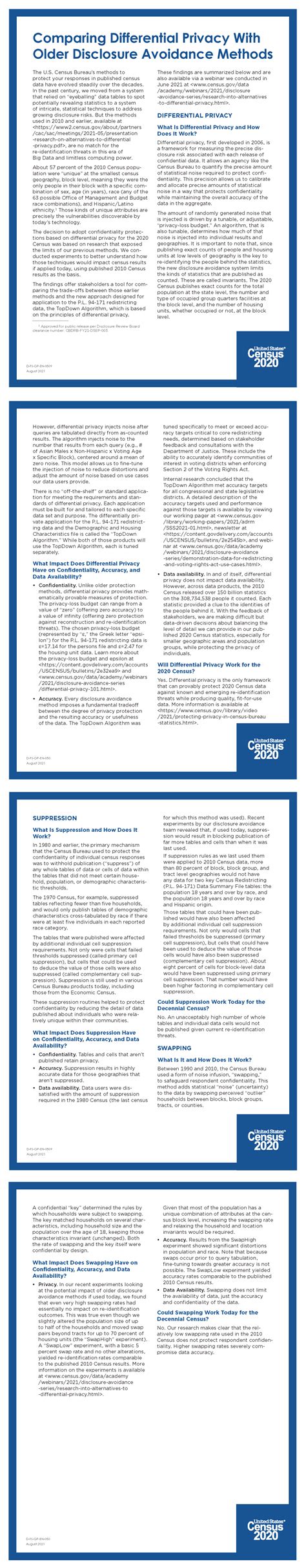 Comparing Differential Privacy With Older Disclosure Avoidance Methods