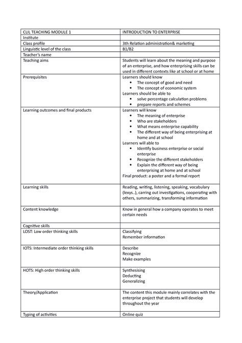Clil Teaching Module N Programmazione Modulo Clil Clil Teaching Module 1 Introduction To