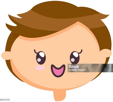 친절한 미소 짓는 얼굴 벡터 일러스트 카와이 이모티콘 낙서 아이콘 그리기를 가진 머리 소년 Friendly Match에 대한