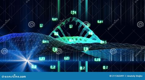 Abstract Geometric Grid Polygonal Diagram With Blurred Lines And Data On Dark Background