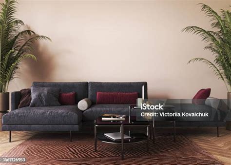 해안 거실에 검은색 소파 테이블 인테리어가 있는 라이트 하우스 인테리어 디자인 베이지색 벽 모형 3d 렌더링 고품질 3d 그림 갈색에 대한 스톡 사진 및 기타 이미지