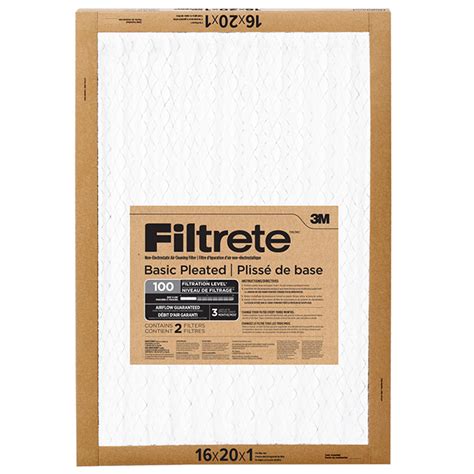 3m Filtrete 100 Mpr Basic Synthetic Pleated Air Filters 16 X 20 In 2 Pack Fbl00 2pk Rona