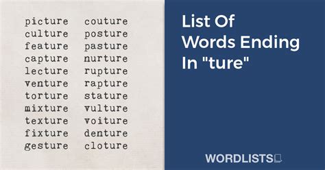List Of Words Ending In Ture List Of Words Ending In Ture