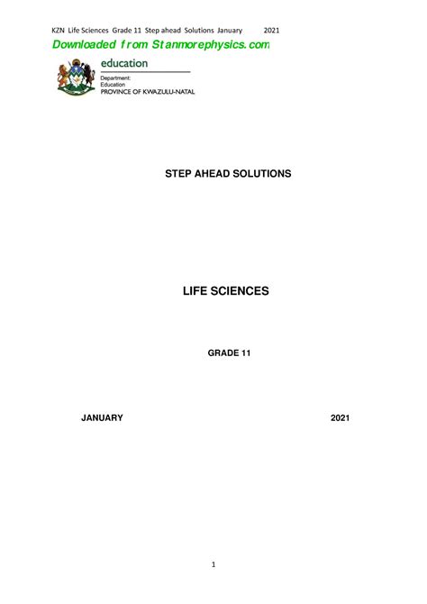 Kzn Step Ahead Life Sciences Grade 11 Solutions Step Ahead Solutions