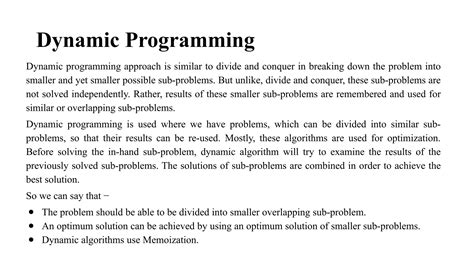 Dynamic Programming In Design Analysis And Algorithms Pptx