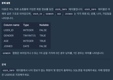 프로그래머스 sql lv 1 나이 정보가 없는 회원 수 구하기