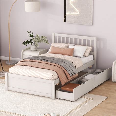 Twin Bed With Storage Underneath Cambeck Whitewash Twin Panel Bed With