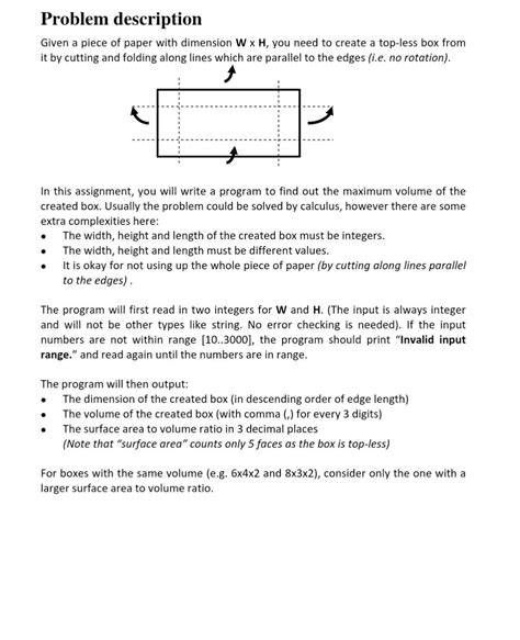 Solved Problem Description Given A Piece Of Paper With