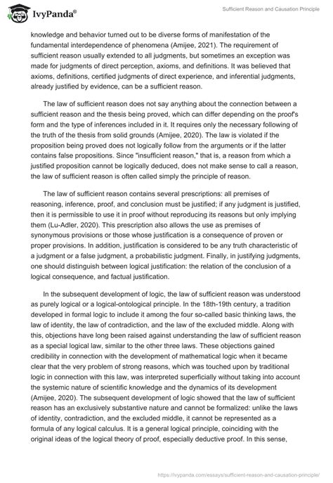 Sufficient Reason And Causation Principle 2244 Words Term Paper Example
