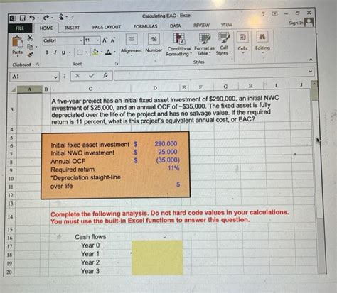 Solved х Calculating Eac Excel Review Sign In File Insert