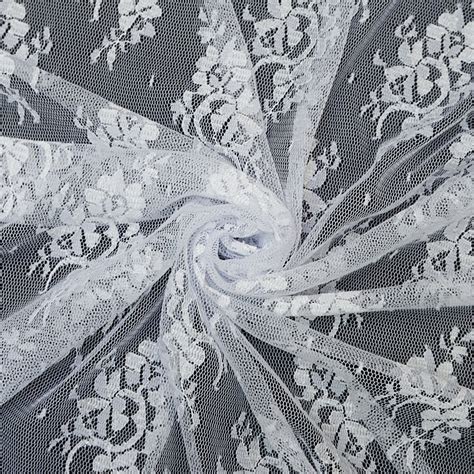 Victorian Lace Fabric Corded Floral Lace Ivory Double Scallop