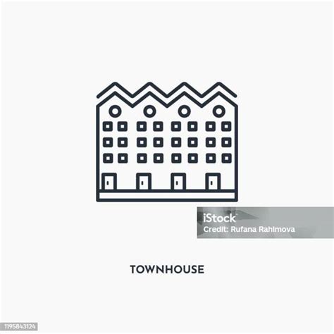 타운 하우스 윤곽 선 윤곽 아이콘입니다 간단한 선형 요소 그림입니다 흰색 배경에 고립 된 라인 타운 하우스 아이콘입니다 얇은 스트로크 기호는 웹 모바일 및 Ui에 사용할 수