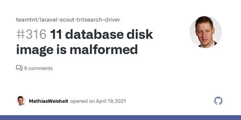 11 database disk image is malformed · issue 316 · teamtnt laravel