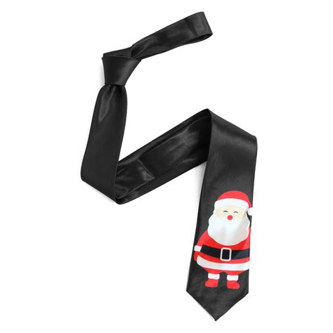 Christmas Tie Large Cartoon Santa Black