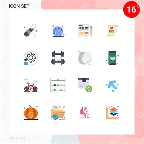 16 User Interface Flat Color Pack Of Modern Signs And Symbols Of Coding Love Letter File