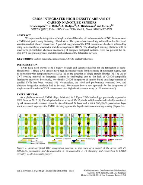 Pdf Cmos Integrated High Density Arrays Of Carbon Nanotube Sensors