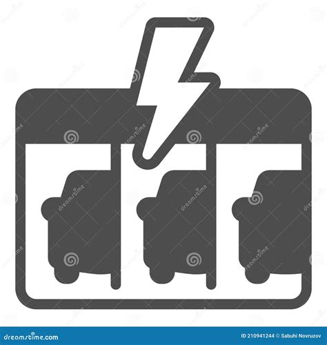 Benzinestation Met Drie Elektrische Auto S Stevig Pictogram Elektrisch Autoconcept Ev