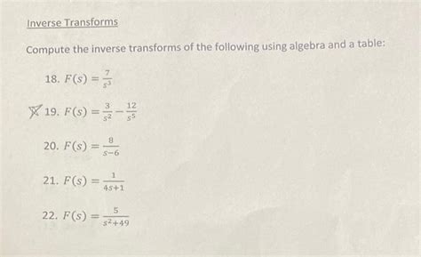 Solved Inverse Transforms Compute The Inverse Transforms Of
