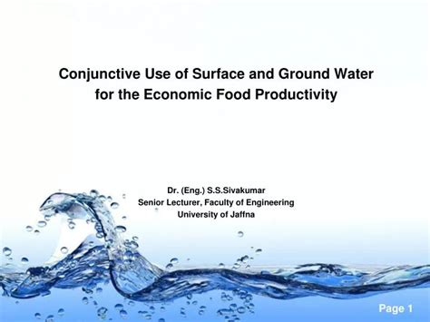 Ppt Conjunctive Use Of Surface And Ground Water For The Economic Food