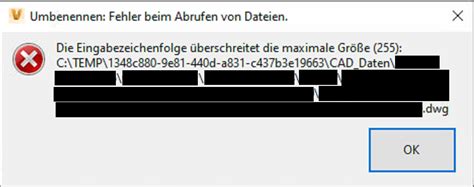 The Input String Exceeds The Maximum Size 255 While Renaming Or Downloading A File In Vault