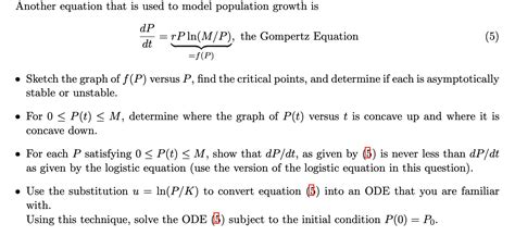dtdp f p rpln m p the gompertz equation sketch