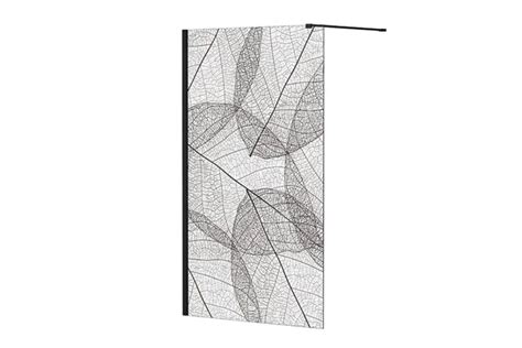 Кабіна Walk In Leafy 120x200 скло прозоре з візерунком тримач чорний мат 120 см купити у