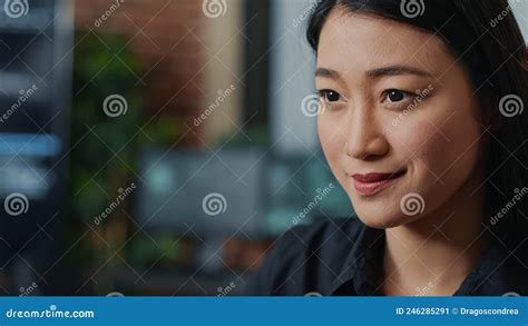 Closeup Portrait Of Focused Asian Coder Writing Online Cloud Computing Code And Smiling Sitting
