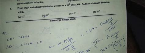 prism angle and refractive index for a prism for a 60∘ and 1 414 angle o