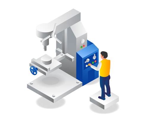 Female Factory Worker Is Setting Up Cnc Machine Vector Image