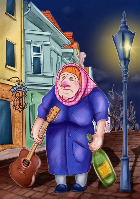 Иллюстрация Старушка пошла на гулянку в стиле 2d