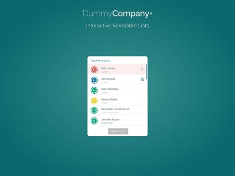 Interactive Scrollable Lists DummyCompany By Zahra Siddiquia On Dribbble