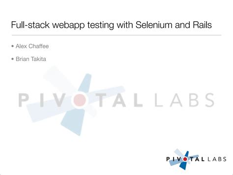 Full Stack Webapp Testing With Selenium And Rails Pdf