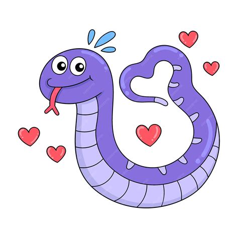 Premium Vector Big Python Happy In Love On Valentine Day Doodle Icon