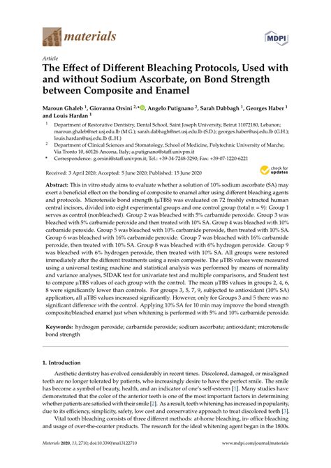 Pdf The Effect Of Different Bleaching Protocols Used With And Without Sodium Ascorbate On