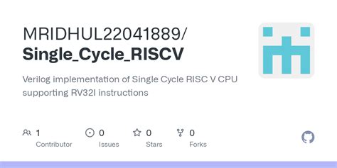Github Mridhul22041889singlecycleriscv Verilog Implementation Of Single Cycle Risc V Cpu