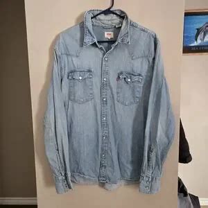 Levis Shirts Vintage Levis Light Blue Pearl Snap Denim Western