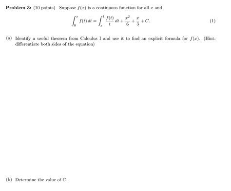 Solved Problem 3 10 Points Suppose F X Is A Continuous Chegg Com