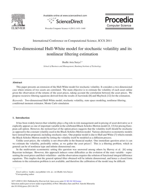 Pdf Two Dimensional Hull White Model For Stochastic Volatility And