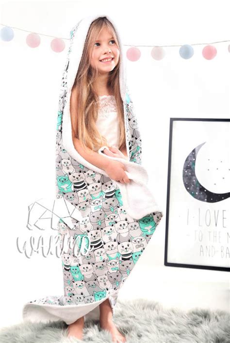 Дитячий банний рушник з капюшоном Ментолові котики New лише в магазині Simplemom 100