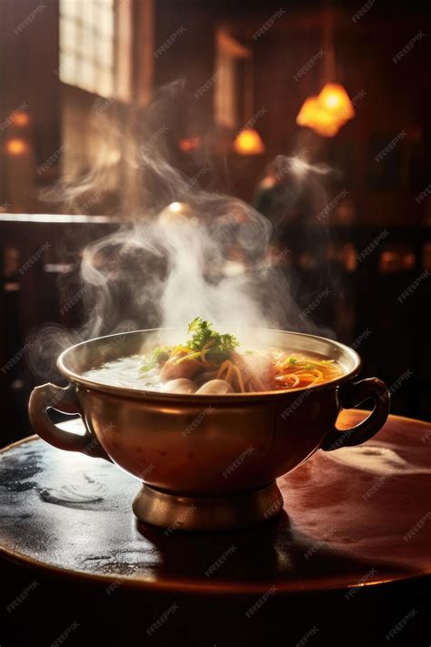 Premium Ai Image Steam Rising From A Bowl Of Hot Soup In A Restaurant