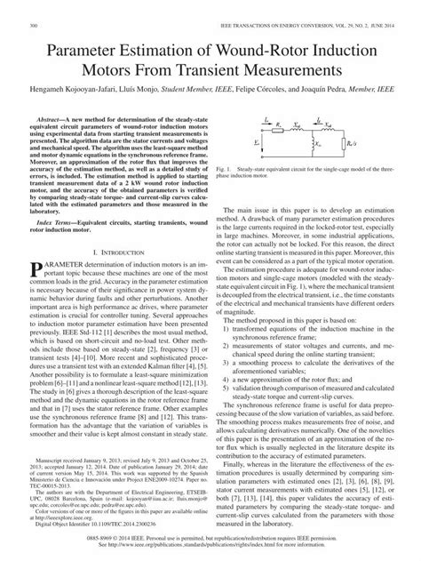 PDF Parameter Estimation Of Wound Rotor Induction Motors From Transient Measurements DOKUMEN